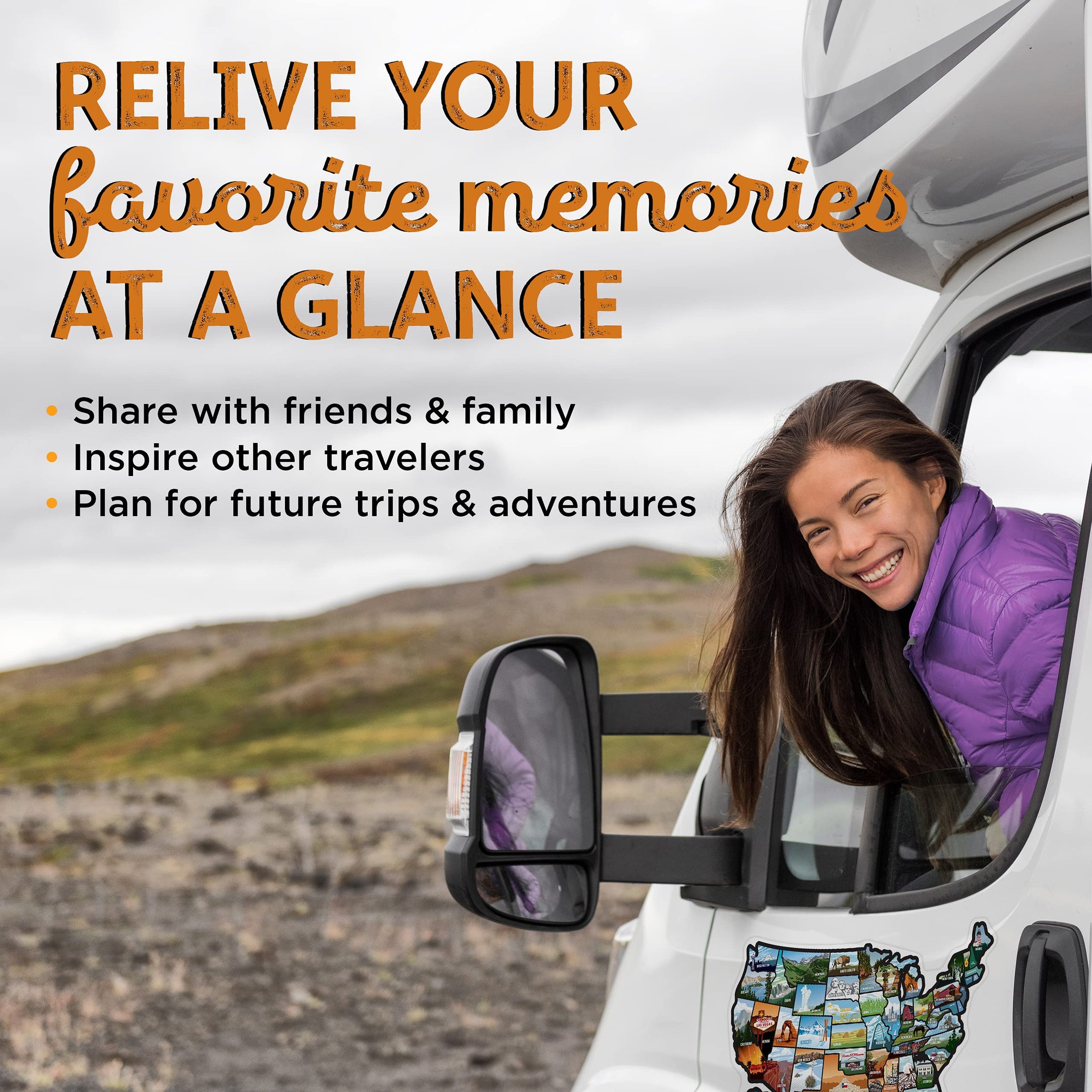 See Many Places RV State Sticker Map, 19x13" Travel Trailer Decals, 50 ...